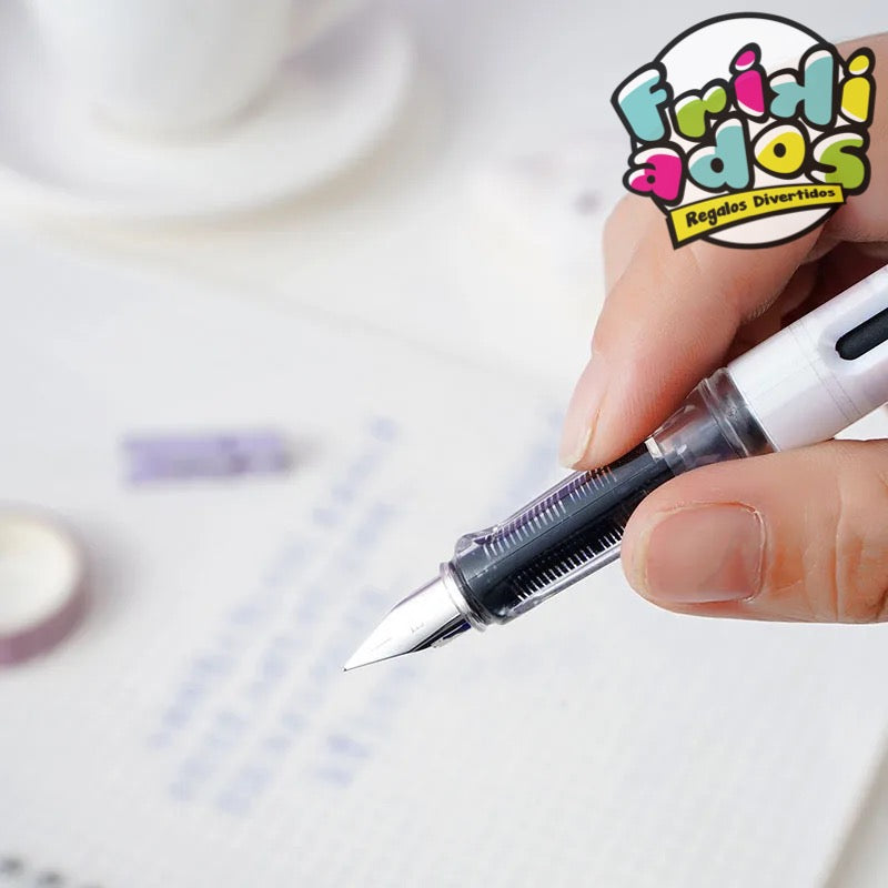 Pluma + 3 Tintas color azul.